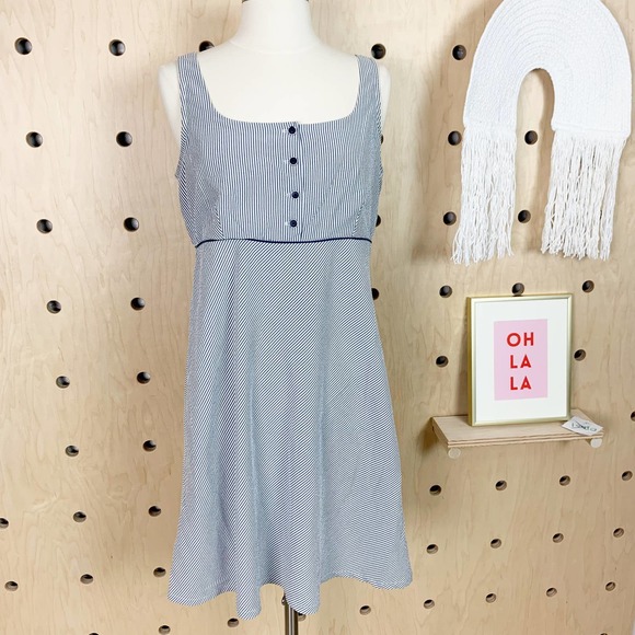 Esprit | Dresses | Esprit Womens Vintage Blue White Stripe Seersucker ...